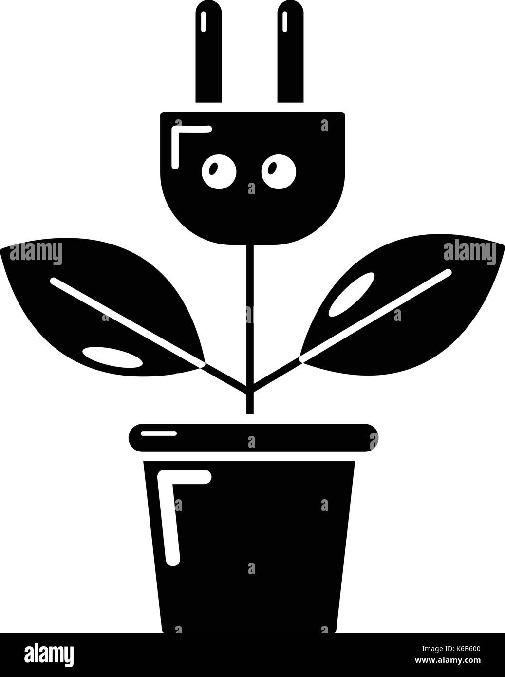 Plant in pot and electric plug icon, simple style Stock Vector Image ...
