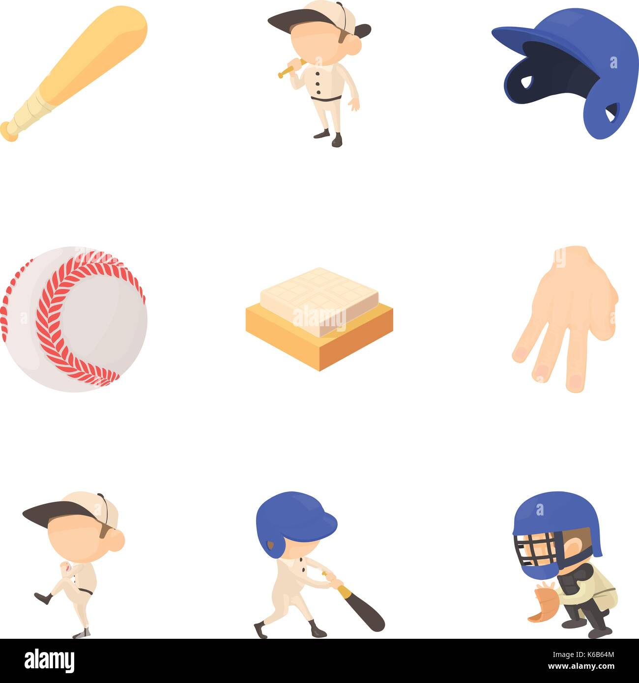 Baseball equipment icons set, cartoon style Stock Vector Image & Art ...