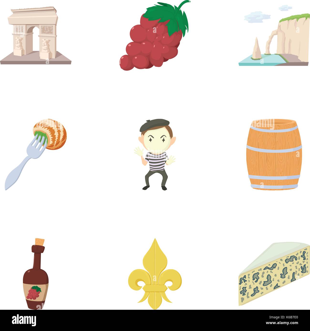 French food icons set, cartoon style Stock Vector Image & Art - Alamy