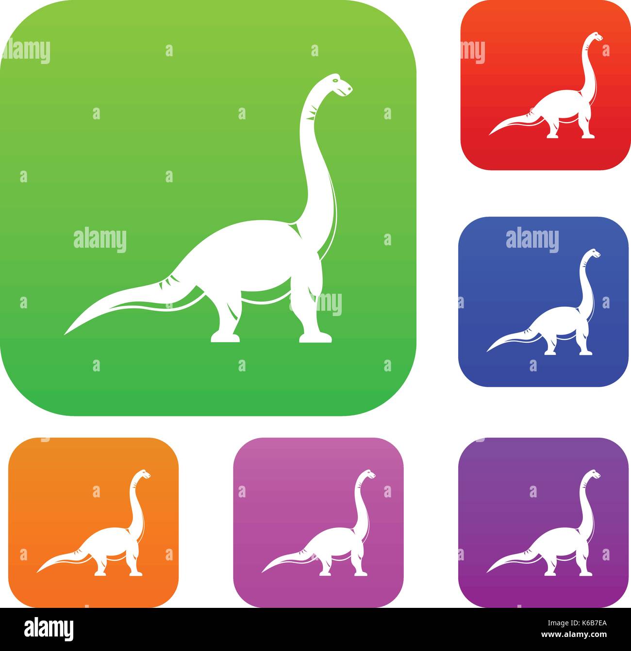 Brachiosaurus dinosaur set color collection Stock Vector Image & Art ...