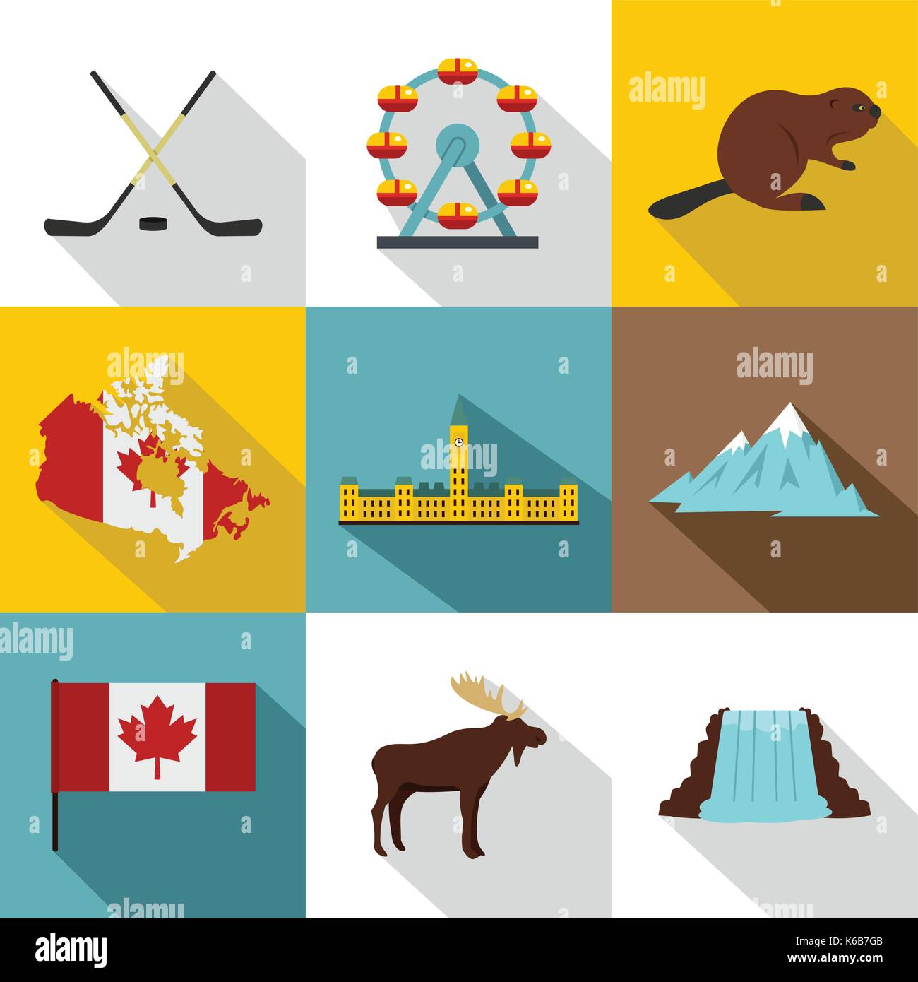Tourism in Canada icon set, flat style Stock Vector Image & Art - Alamy