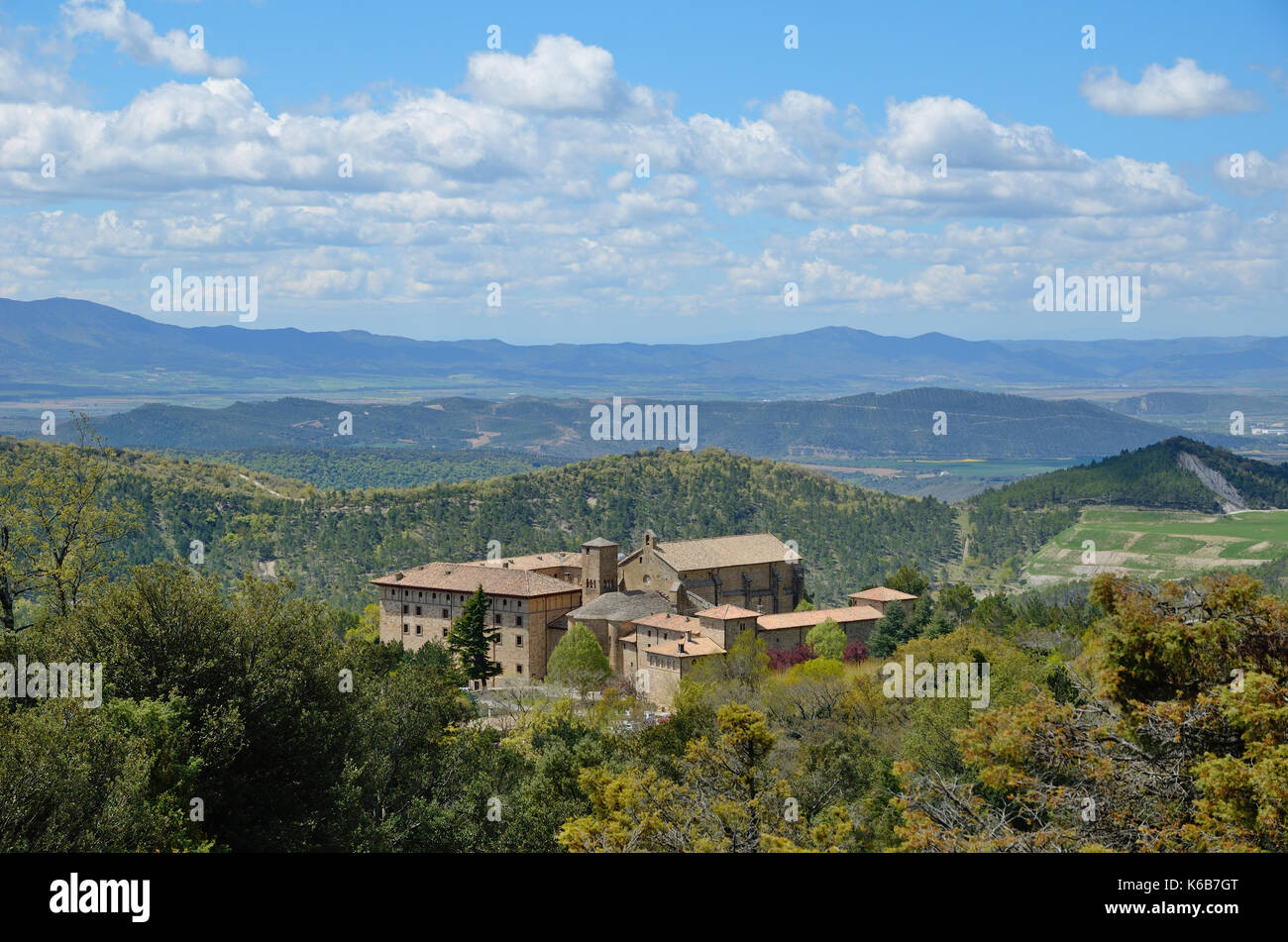Spanish ancient monastery in the hills of Navarra Stock Photo - Alamy