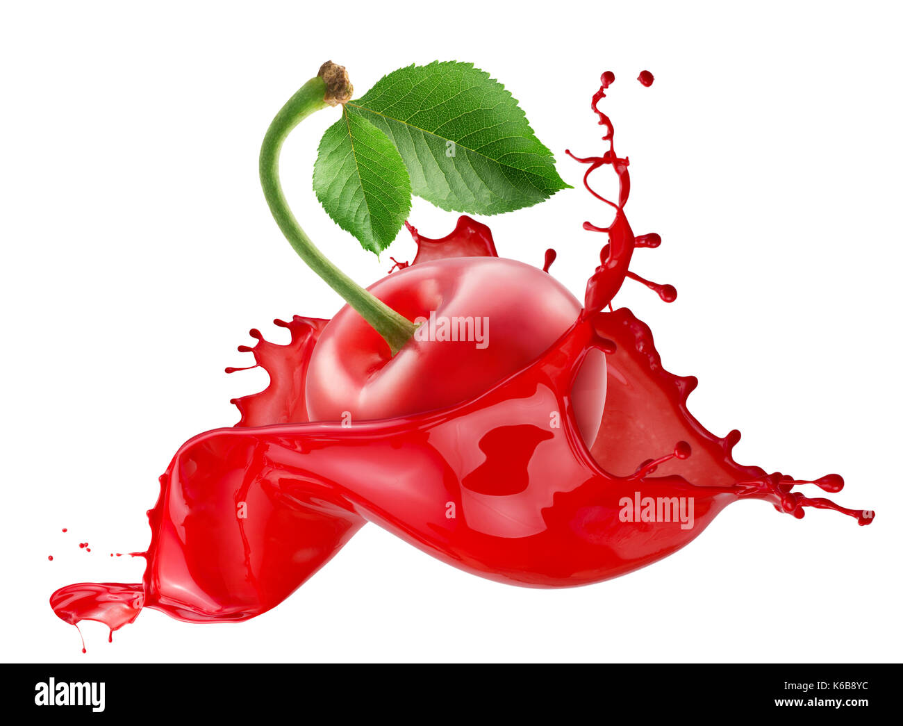 cherry in juice splash isolated on a white background Stock Photo - Alamy