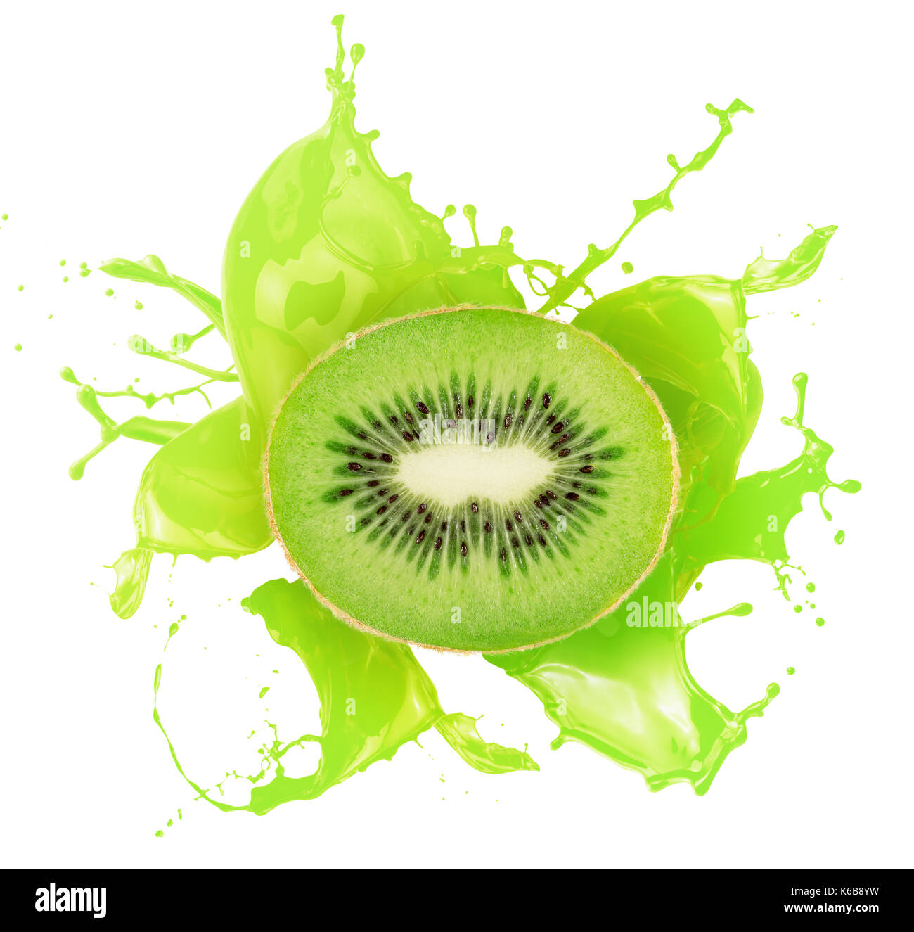 kiwi in juice splash isolated on a white background Stock Photo - Alamy