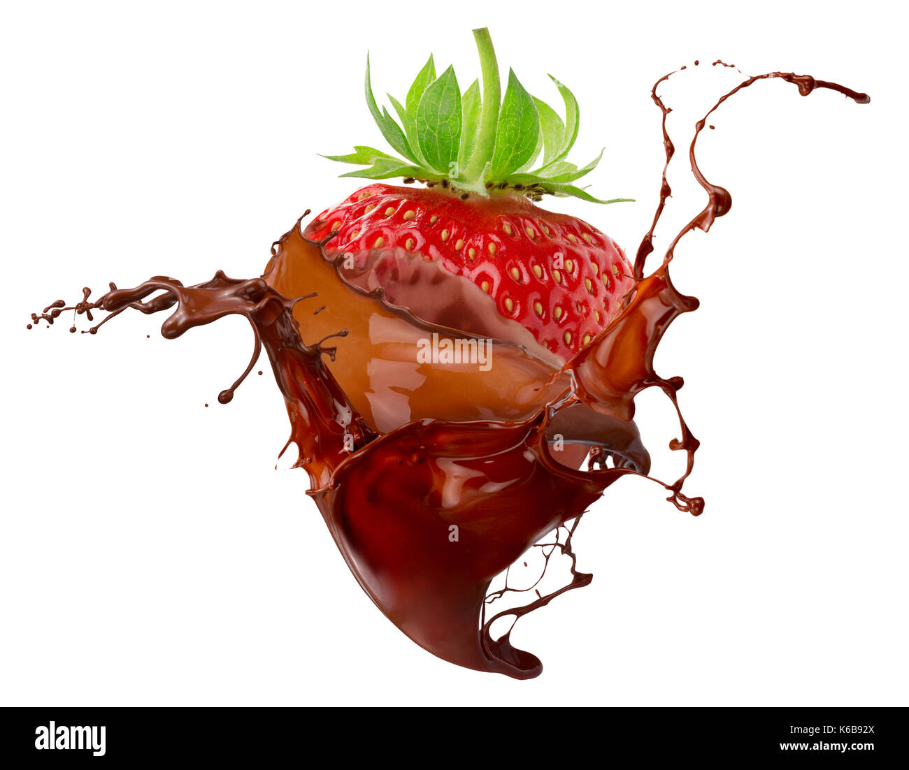 strawberry in chocolate splash isolated on a white background Stock ...