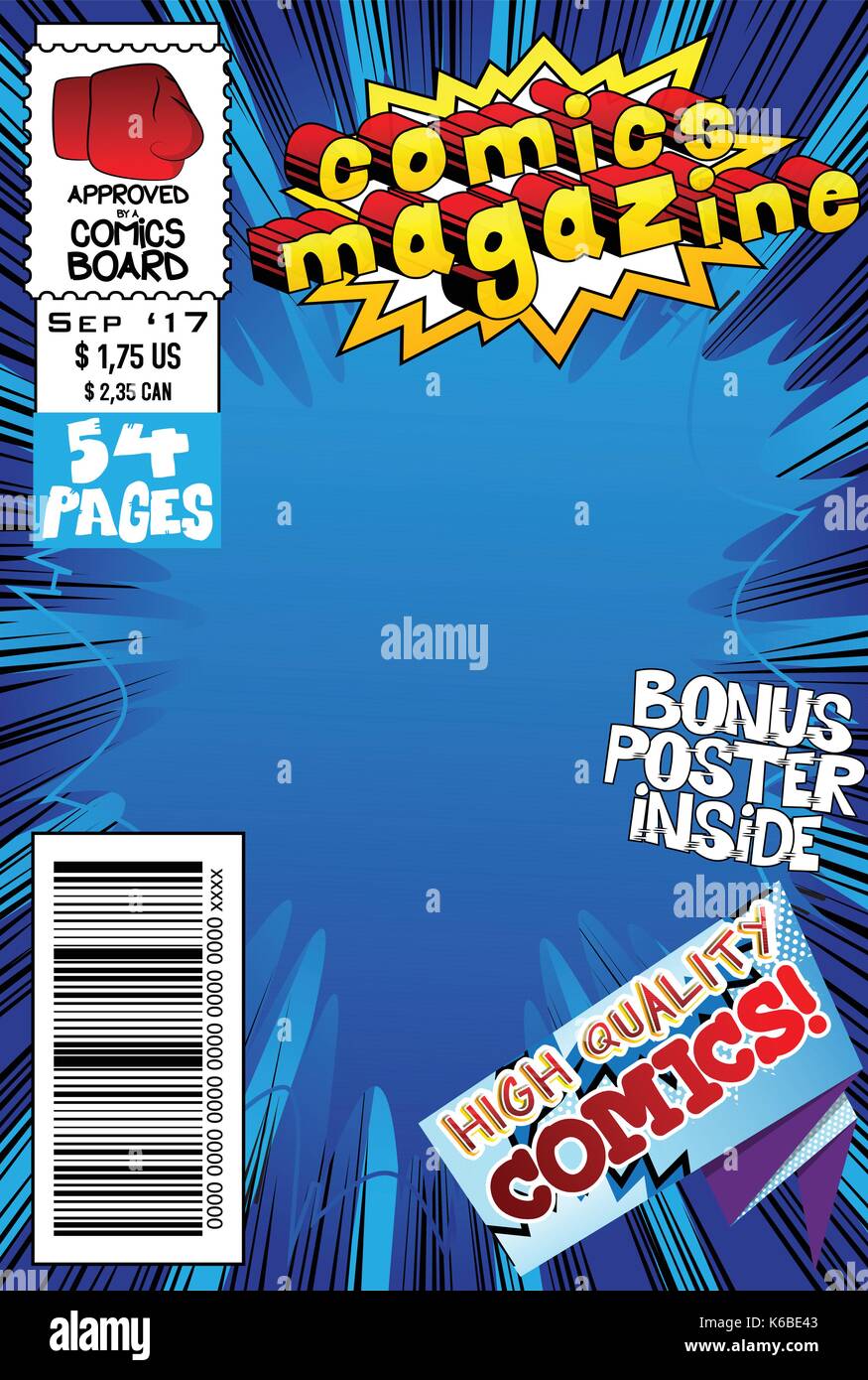 Editable comic book cover with abstract explosion background Stock ...
