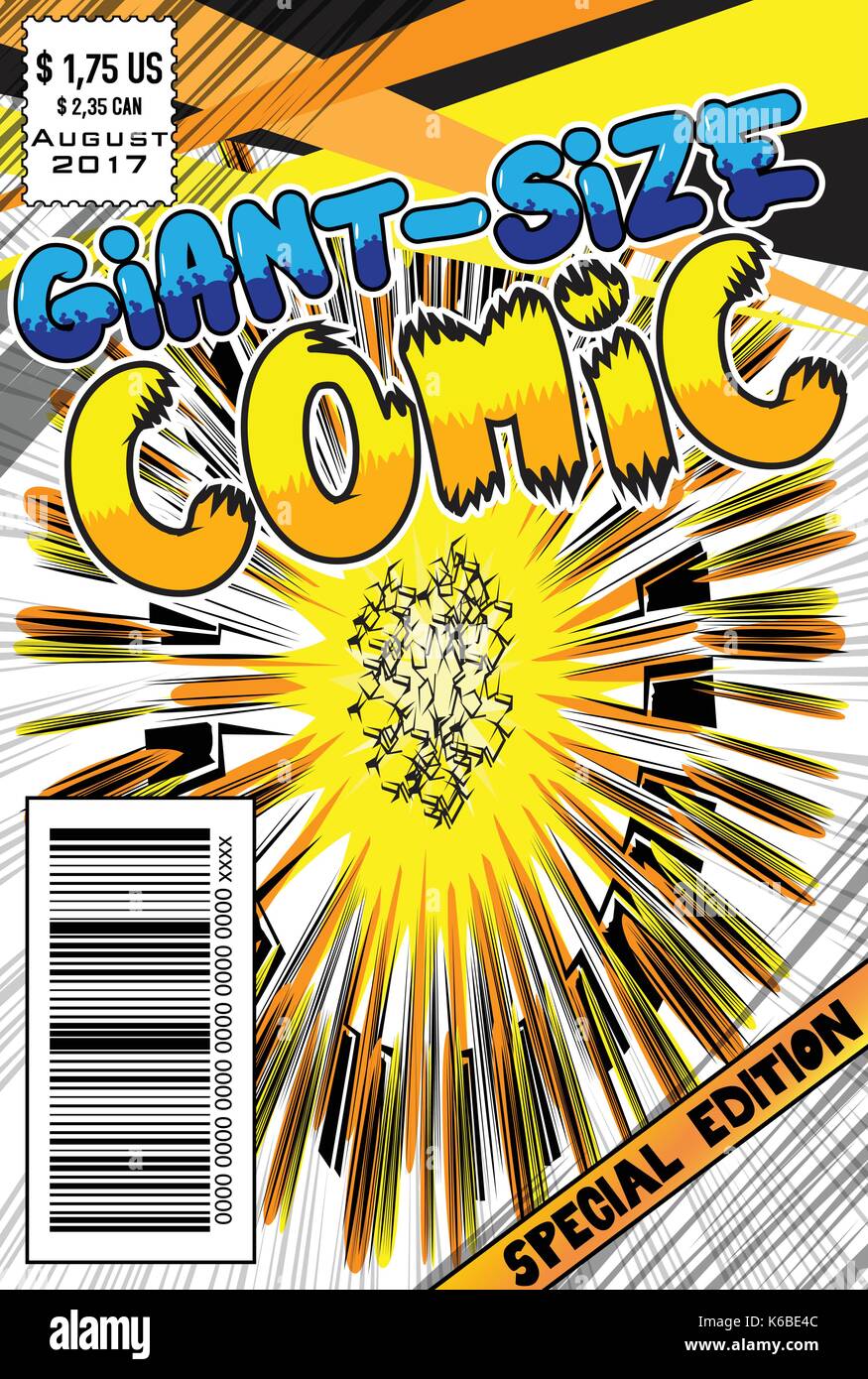 Editable comic book cover with abstract explosion background Stock ...