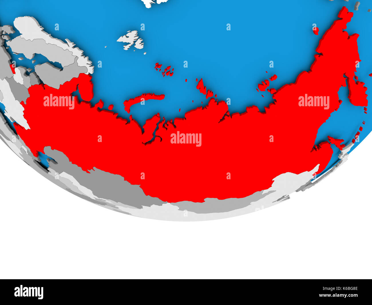 Russia on 3D model of political globe. 3D illustration Stock Photo - Alamy