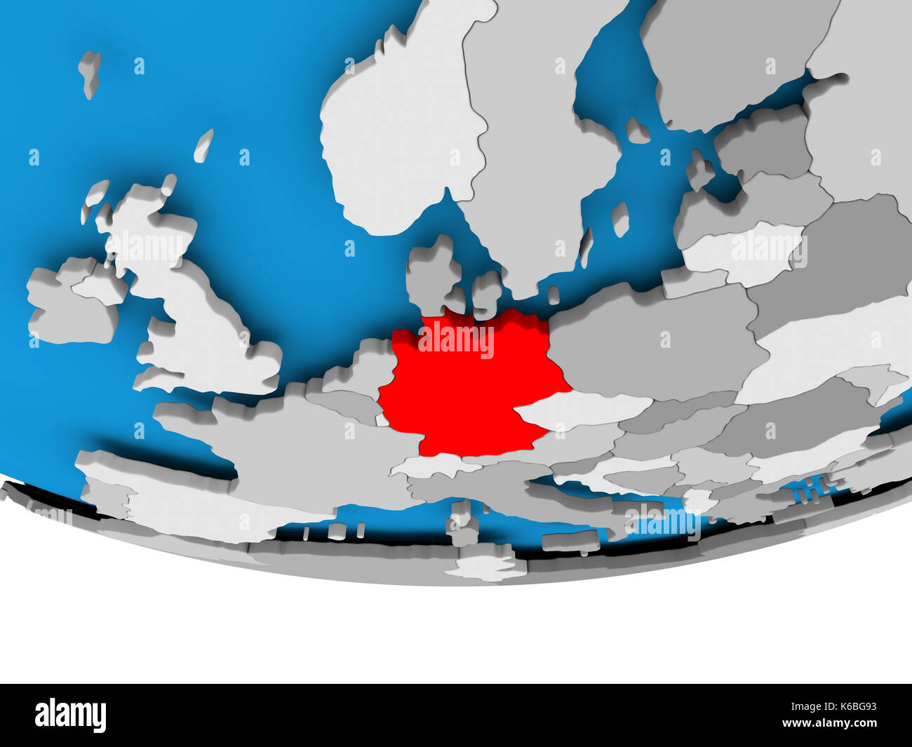 Germany on 3D model of political globe. 3D illustration Stock Photo - Alamy