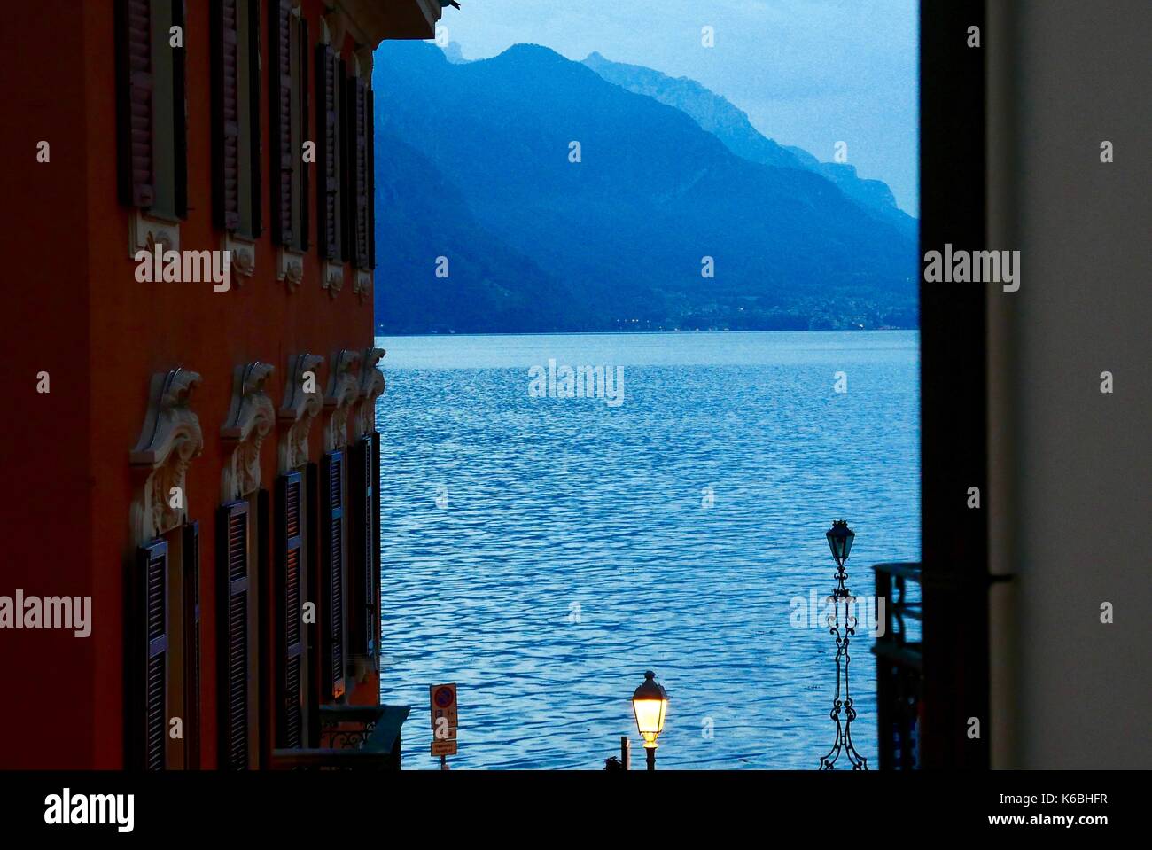 View to lake como from Menaggio hotel Stock Photo - Alamy