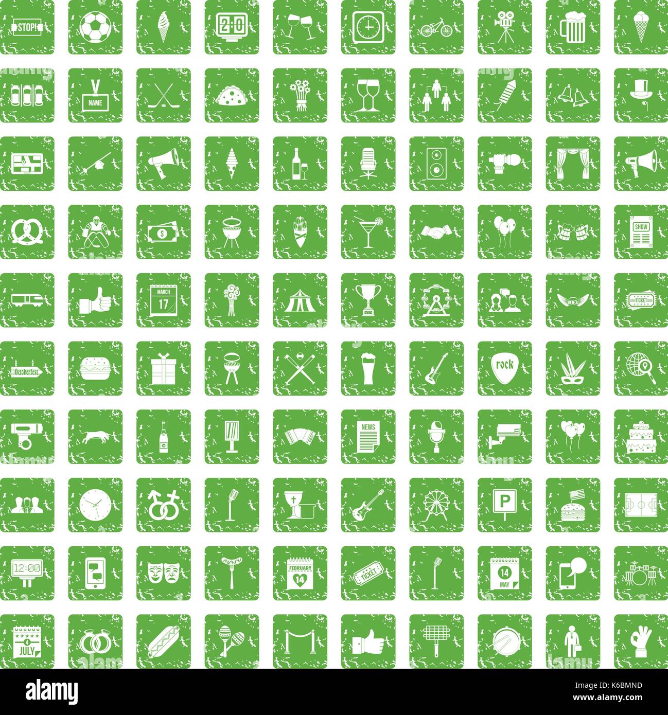 100 events icons set grunge green Stock Vector Image & Art - Alamy
