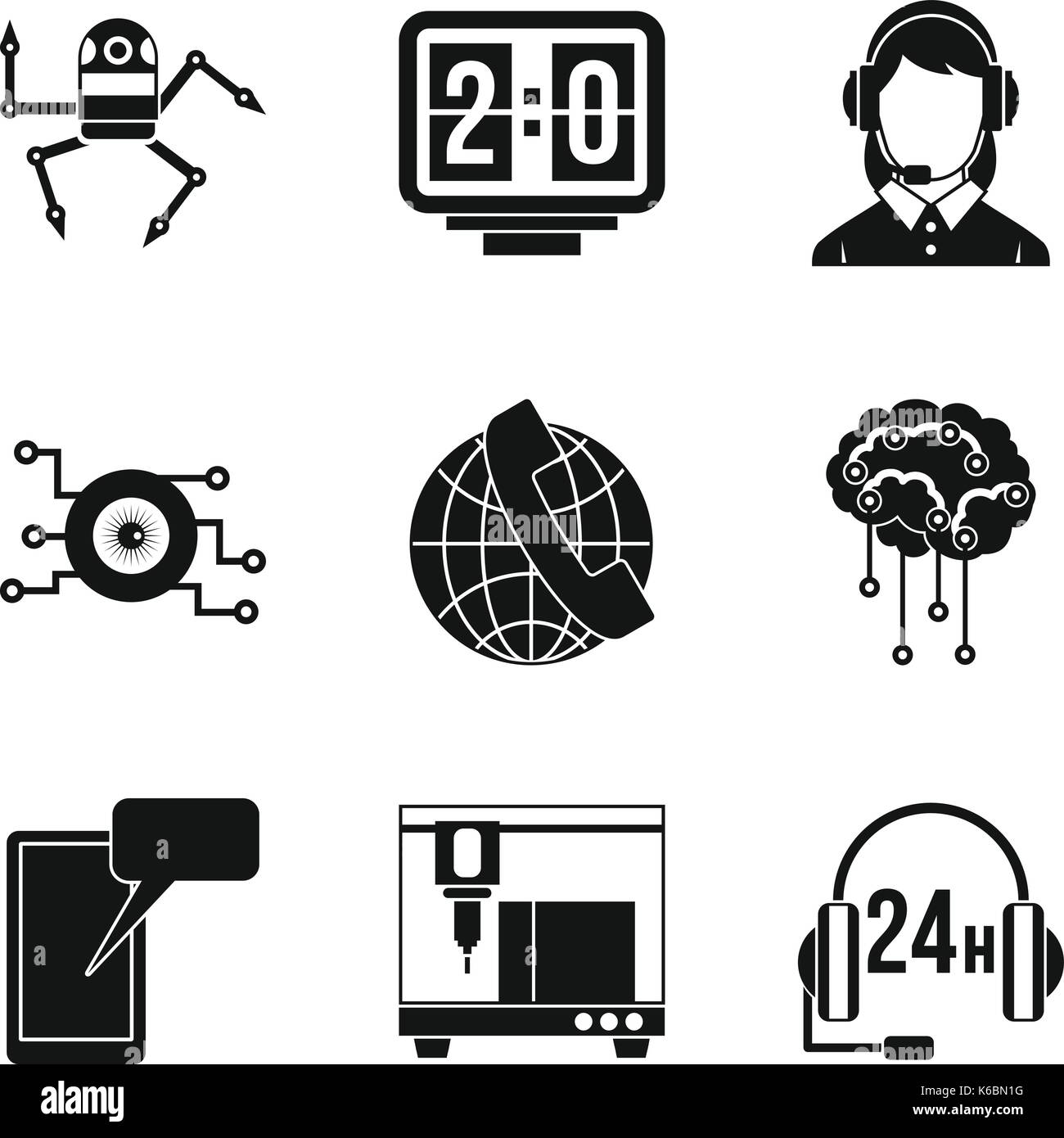 Technology call center icon set, simple style Stock Vector Image & Art ...