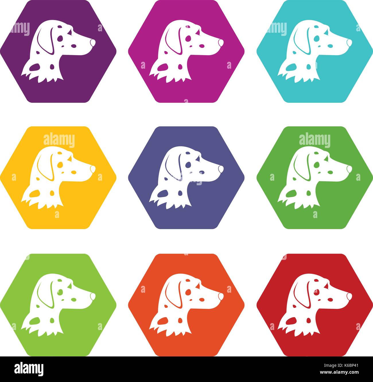 Dalmatians dog icon set color hexahedron Stock Vector Image & Art - Alamy