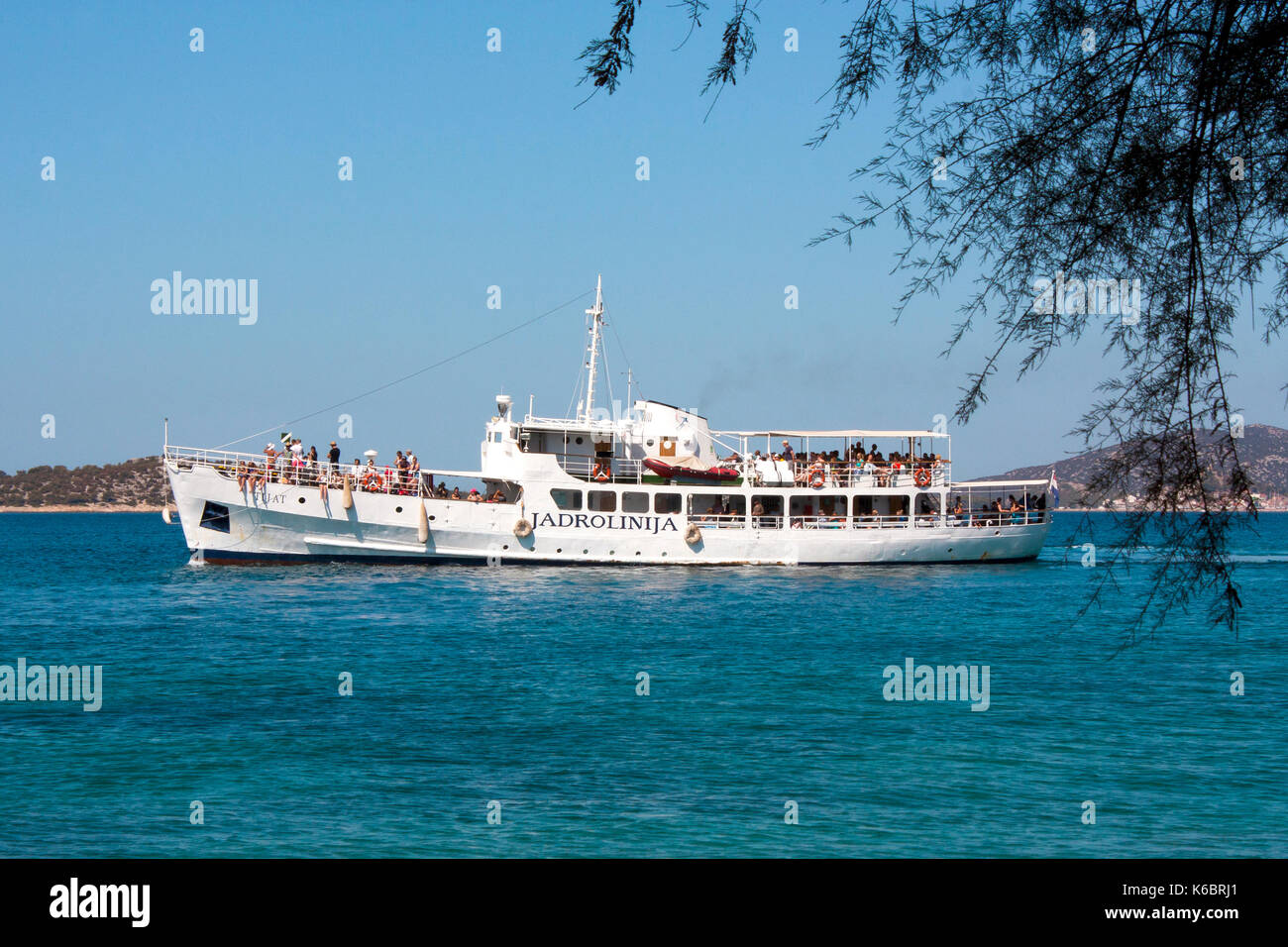 Island Prvic; Croatia - August 25, 2017 : Ship Tijat from Jadrolinija ...