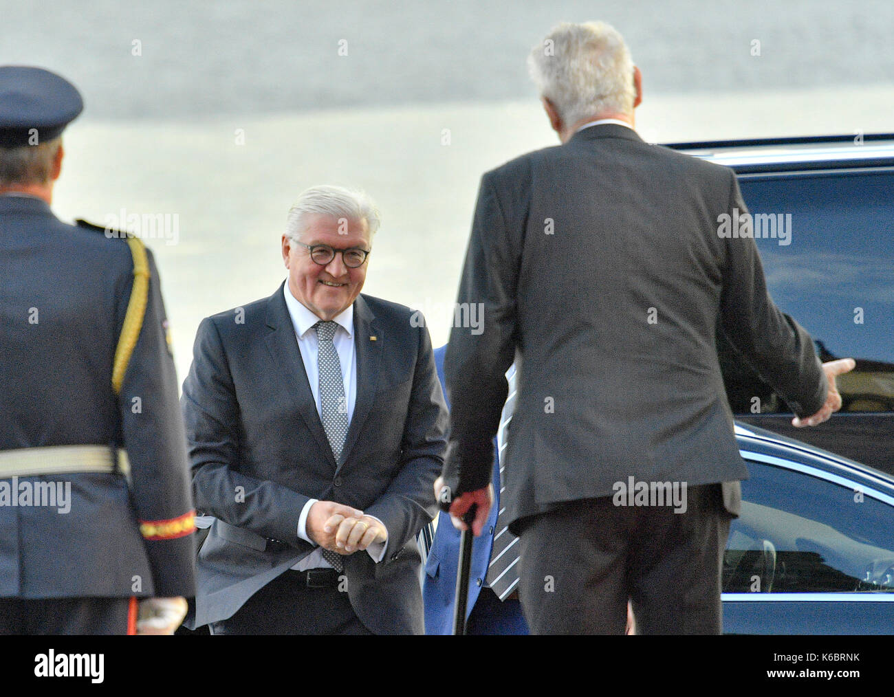Czech President Milos Zeman, right, welcomes Germany President Frank ...
