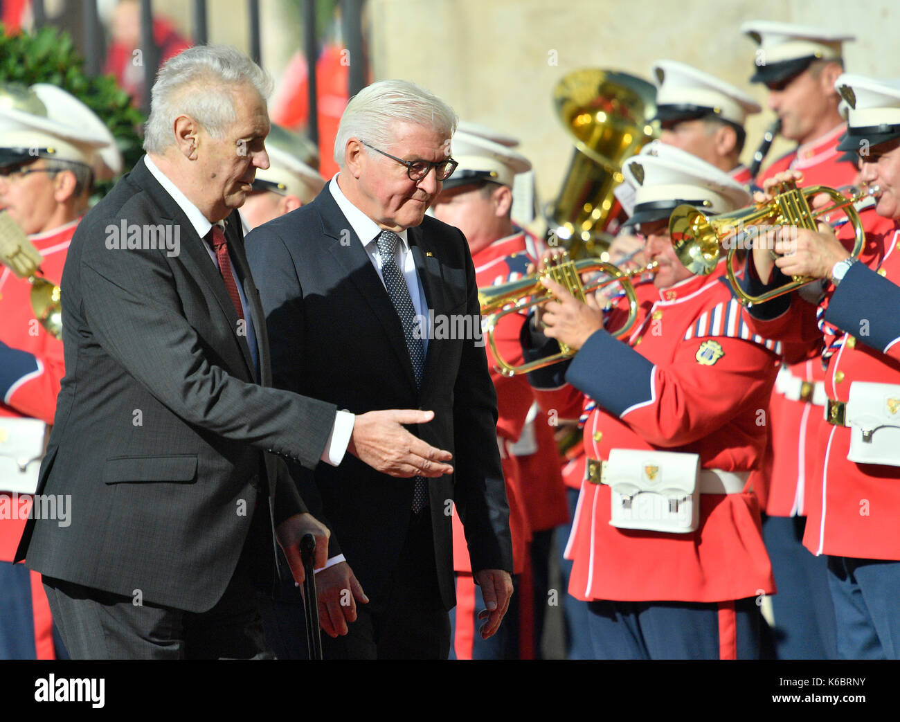 Czech President Milos Zeman, left, welcomes Germany President Frank ...