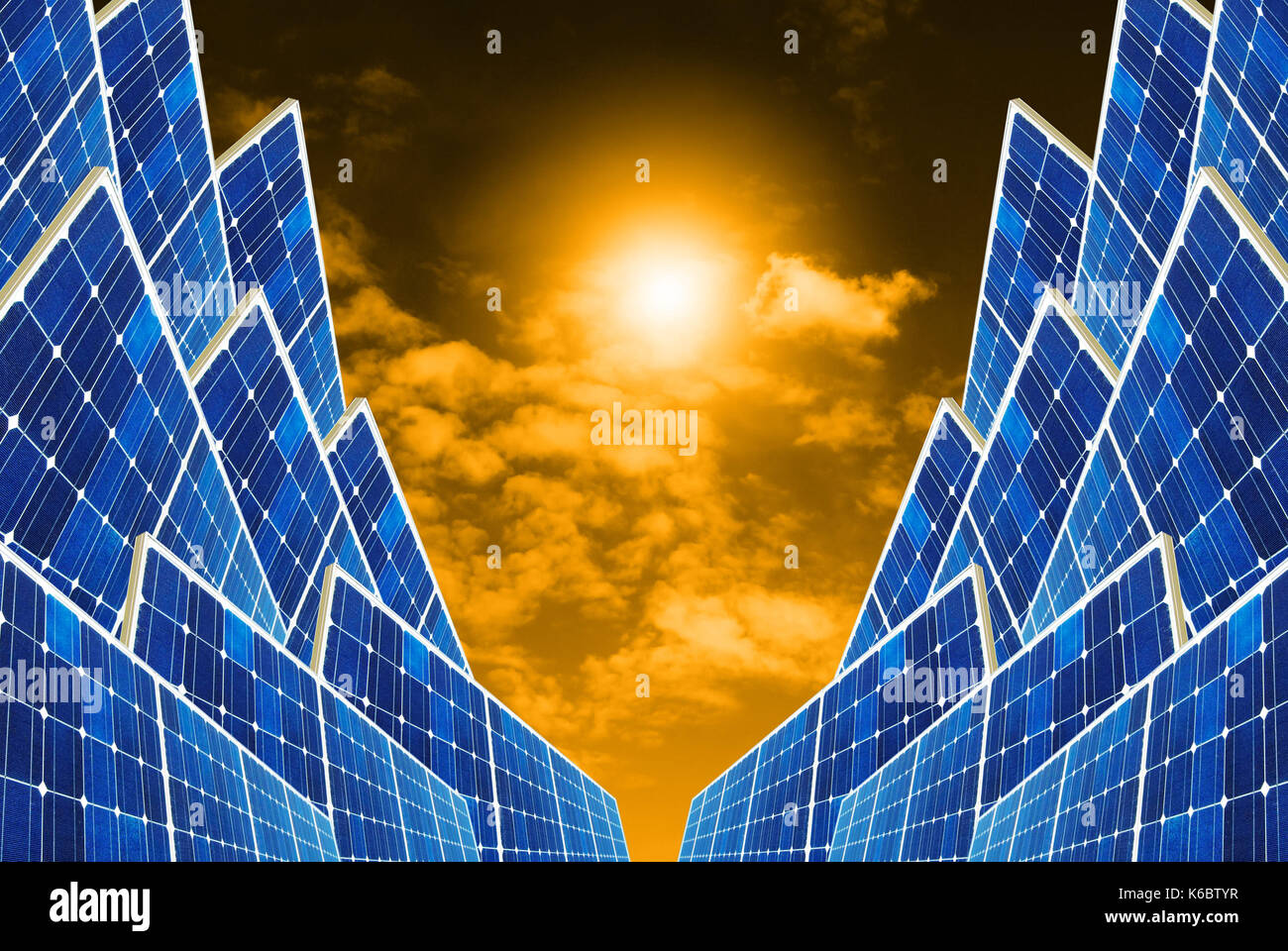 solar panels and sun sustainable and renewable energy source concept ...