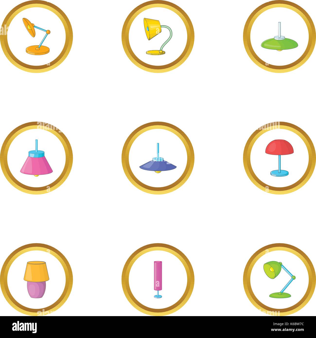 Electric lamps icons set, cartoon style Stock Vector Image & Art - Alamy