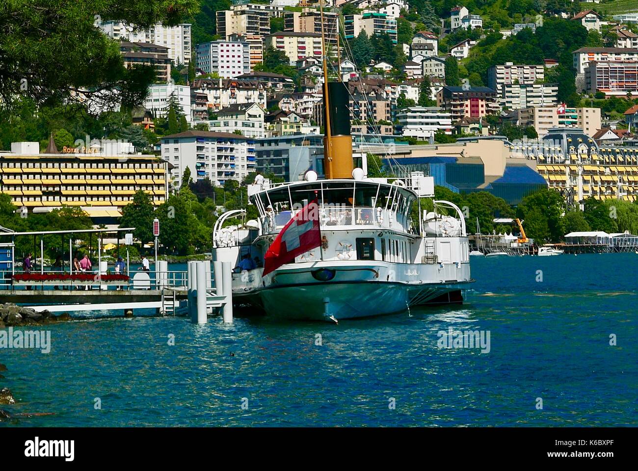 Lake Geneva ferry at Clarens Stock Photo - Alamy