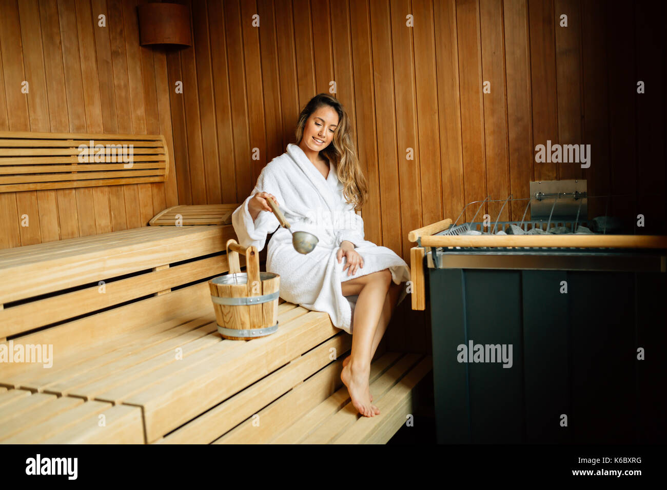 Finnish women sauna hi-res stock photography and images - Alamy