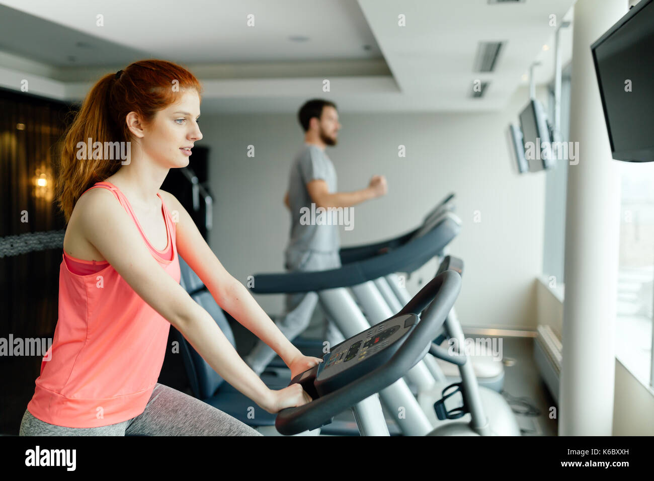 Gym running bike hi-res stock photography and images - Alamy