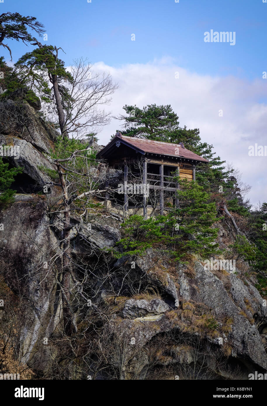 A small temple on mountain in Yamadera, Japan. Yamadera is a scenic ...