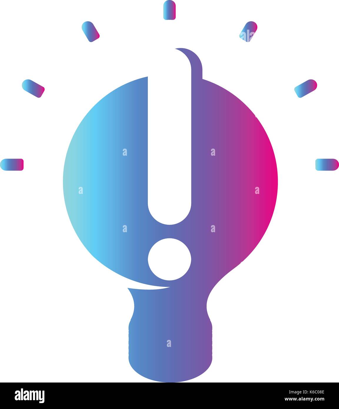Abstract idea symbol, lightbulb eureka sign gradient color vector ...