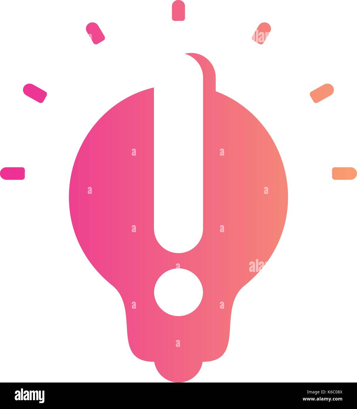 Abstract idea symbol, lightbulb eureka sign gradient color vector ...