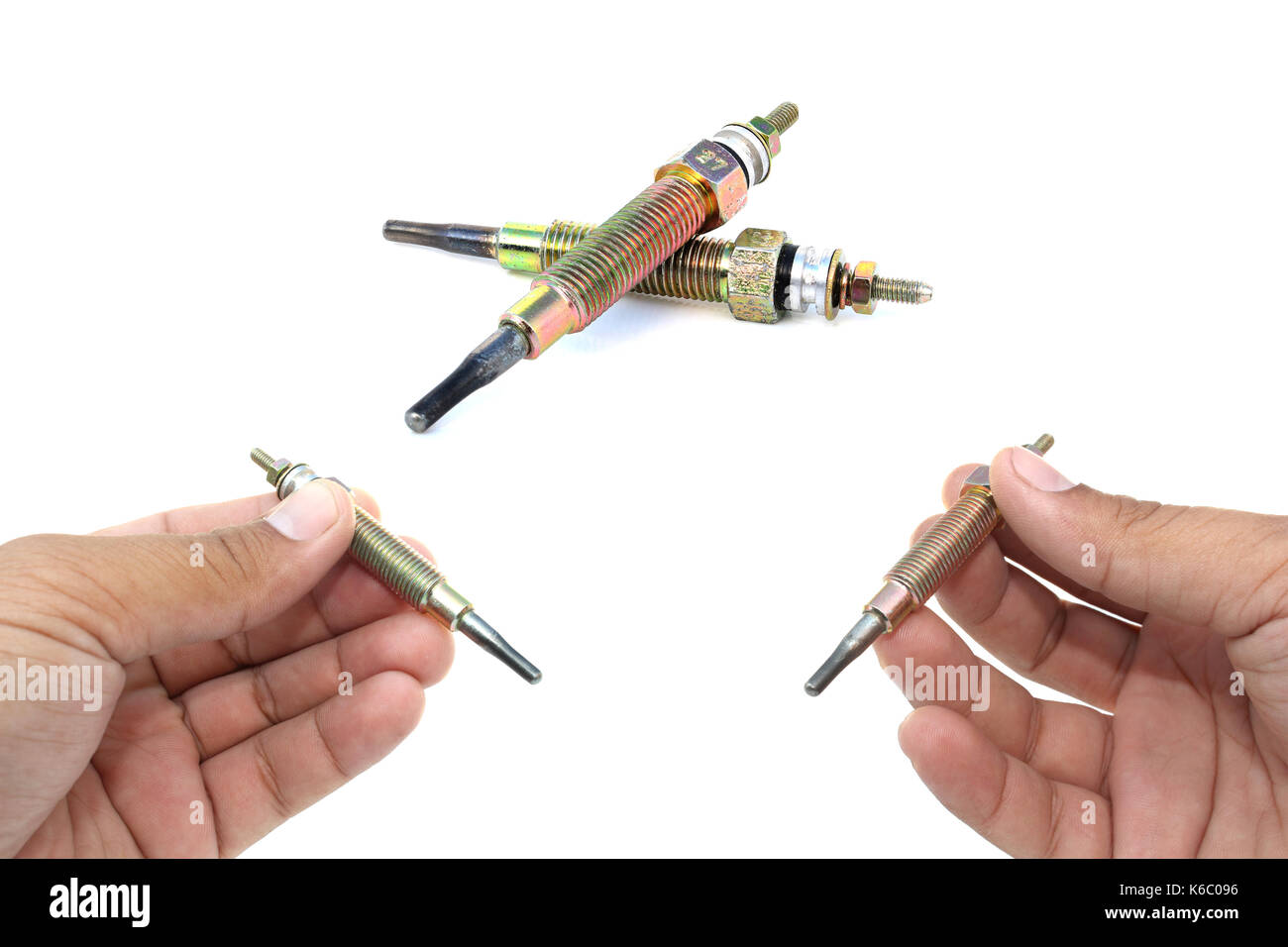 Hand hold dirty fuel injector engine Stock Photo - Alamy