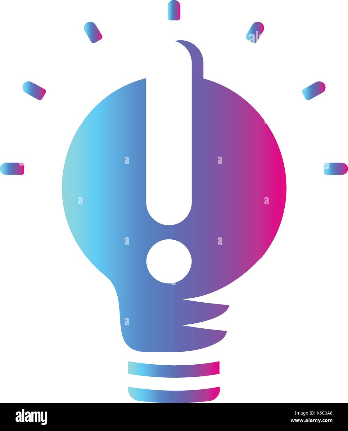 Abstract idea symbol, lightbulb eureka sign gradient color vector ...