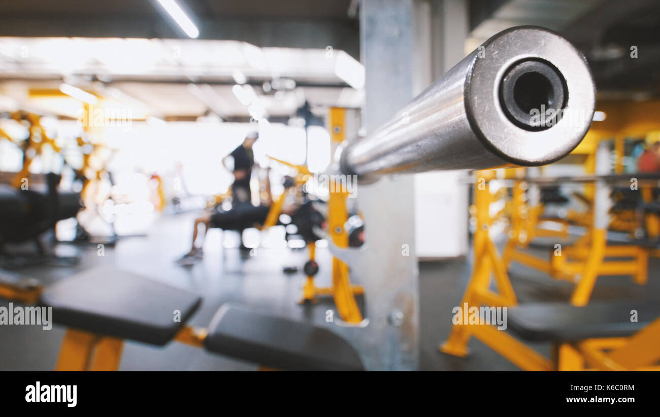 Interior Of Modern Fitness Gym - yellow color Stock Photo - Alamy