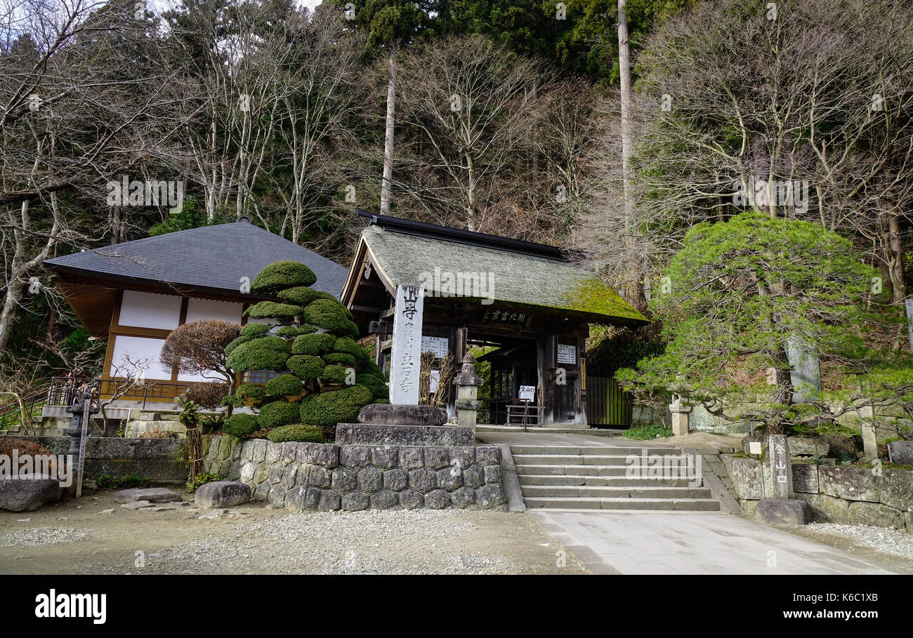 Yamadera, Japan - Dec 5, 2016. View of Yamadera Risshakuji Temple ...