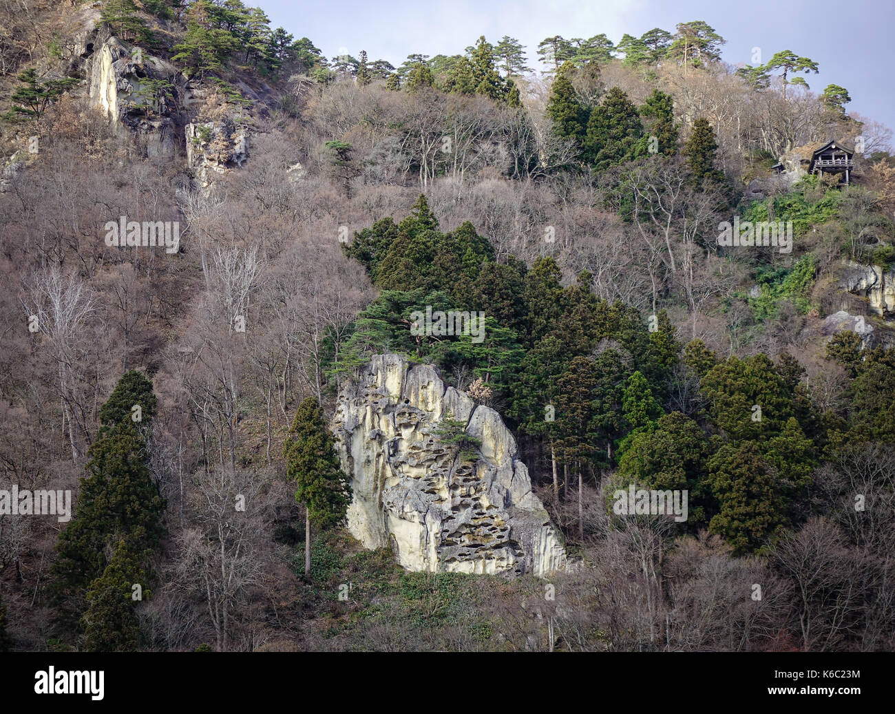 Mountain scenery of Yamadera, Japan. Yamadera Risshakuji is one of ...
