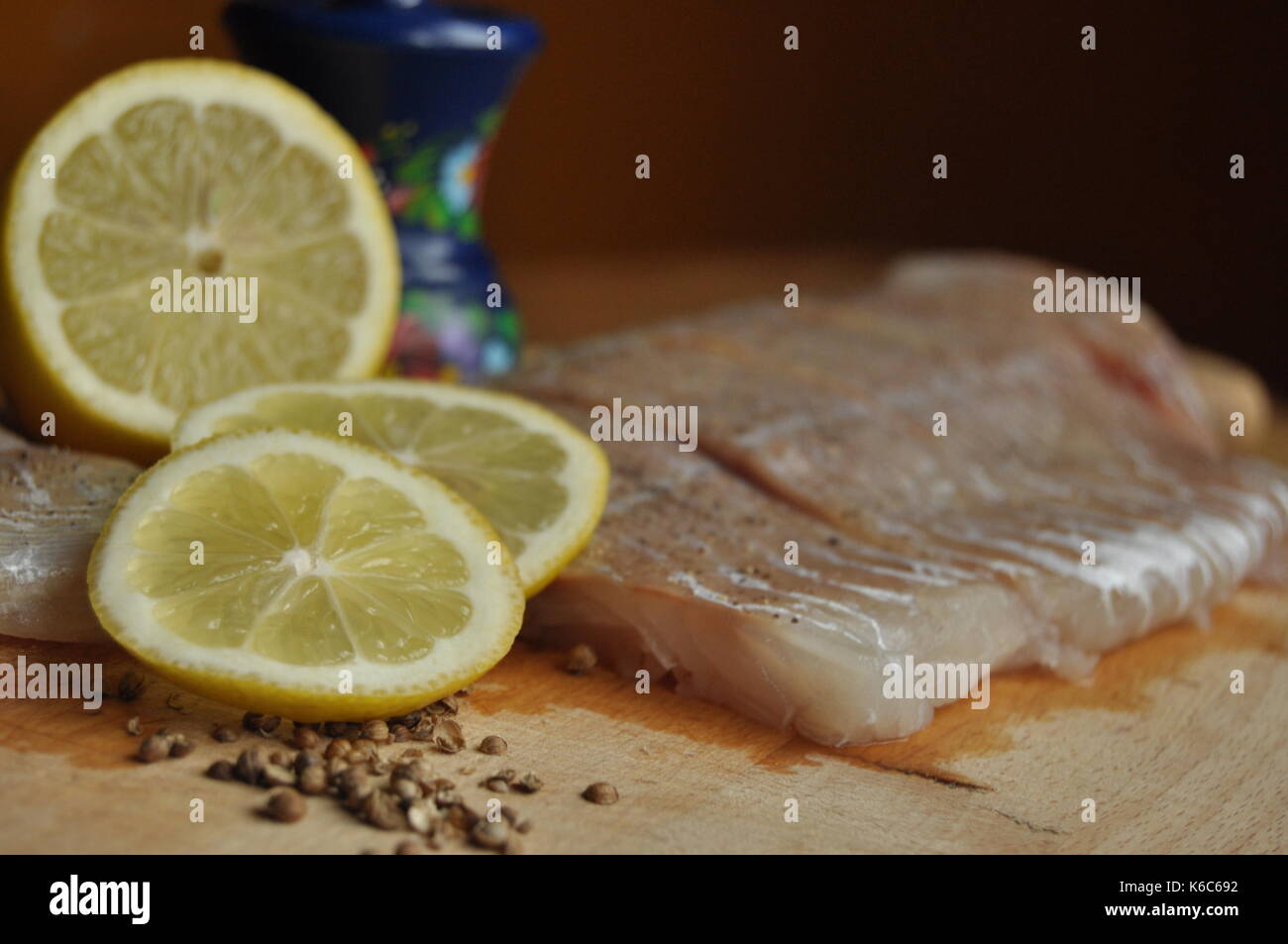 Fillet of fish. Dish, main dish. Fasting food seasoning Stock Photo - Alamy