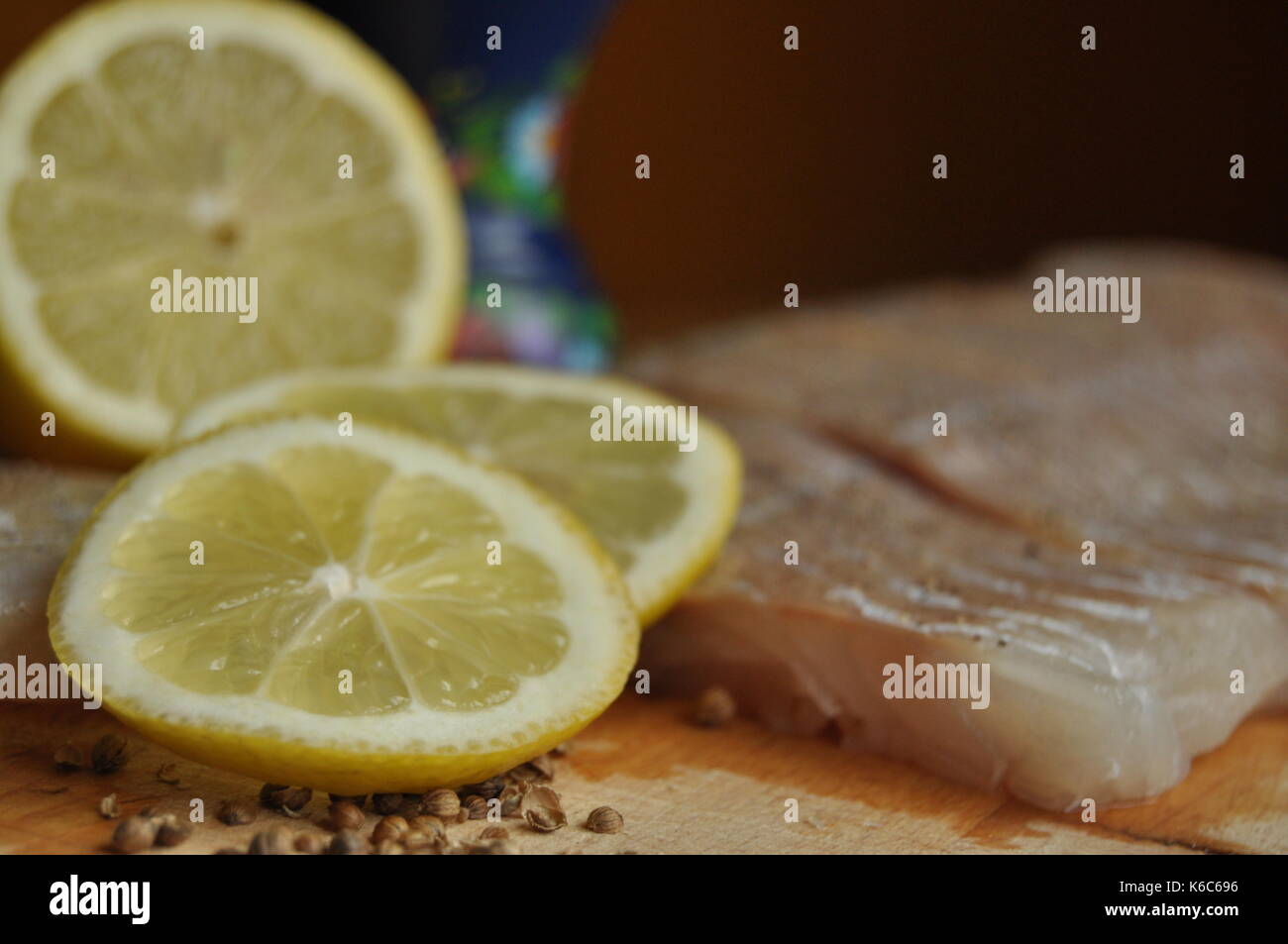 Fillet of fish. Dish, main dish. Fasting food seasoning Stock Photo - Alamy