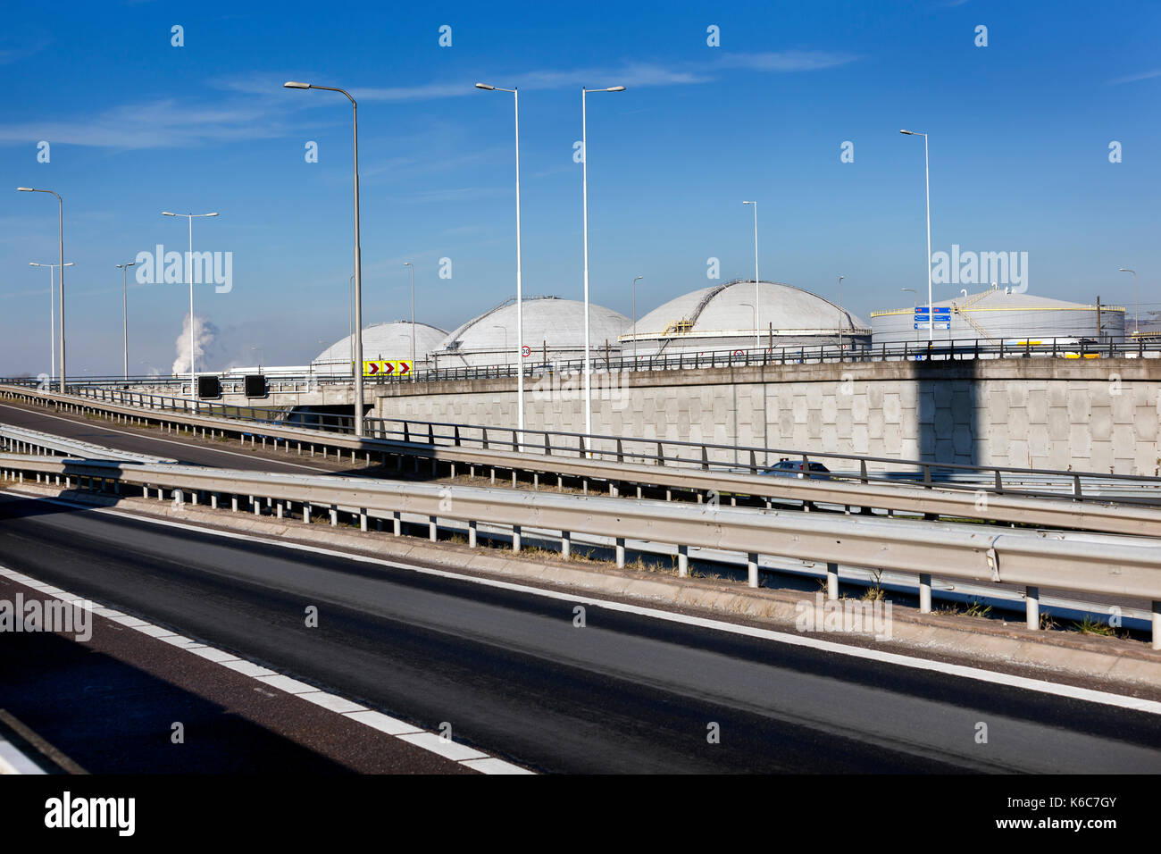 Storage tanks and infrastructure in the port of Rotterdam, in the ...