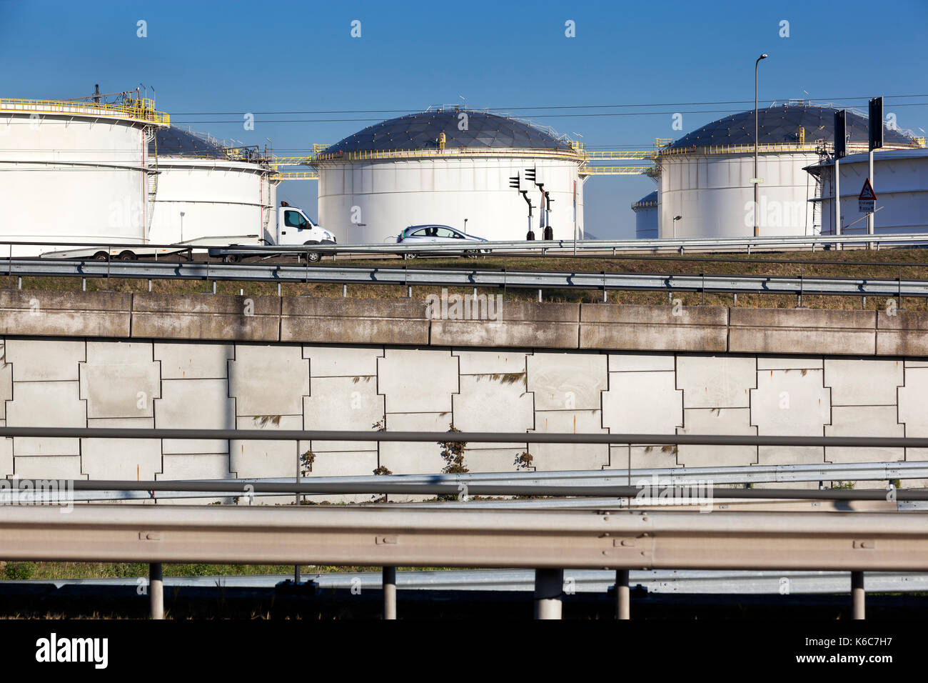 Storage tanks and infrastructure in the port of Rotterdam, in the ...