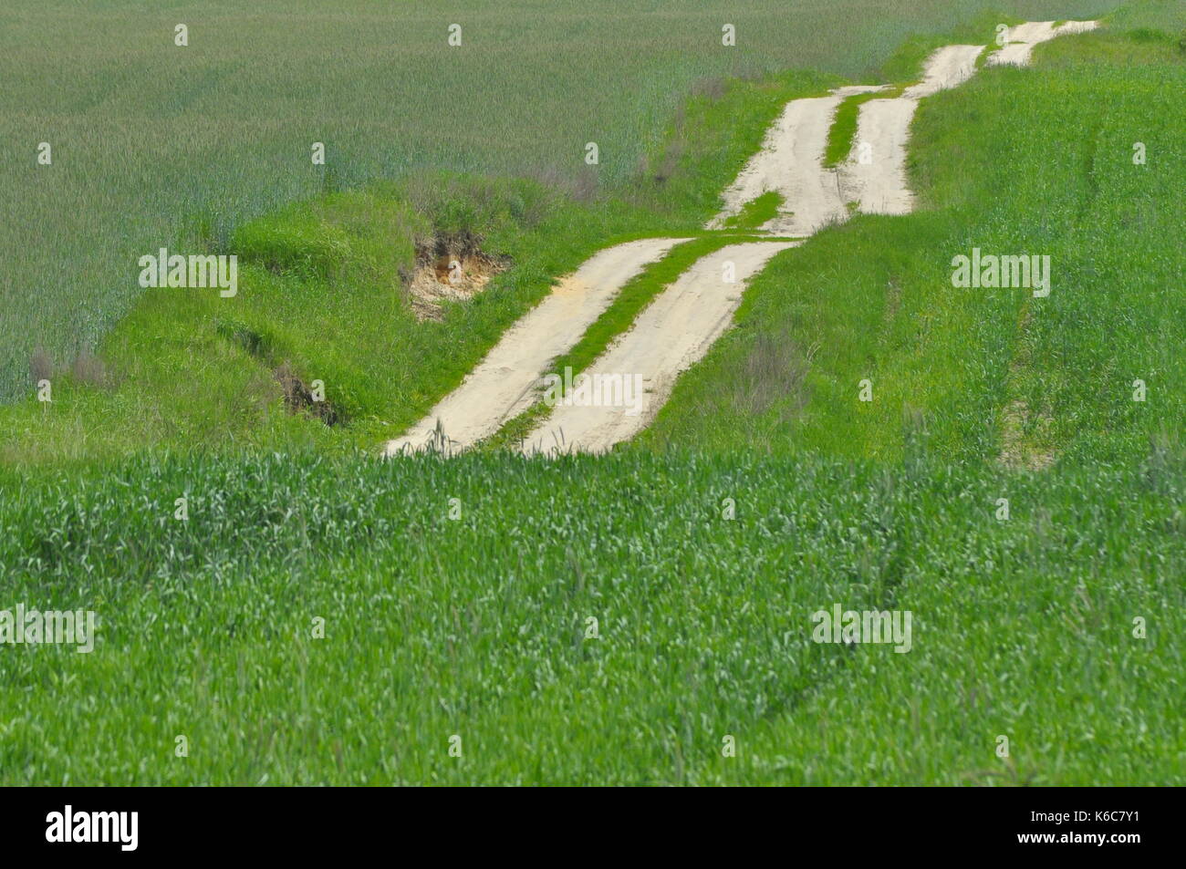 A country road through farmland. Sandy hills on the way. Country ...