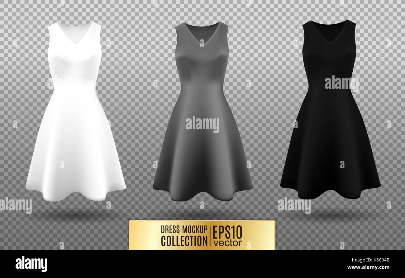 Women's dress mockup collection. Dress with long pleated skirt ...