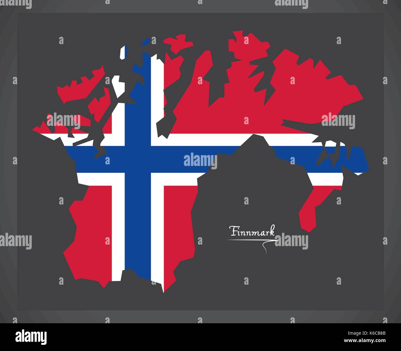 Finnmark map of Norway with Norwegian national flag illustration Stock ...