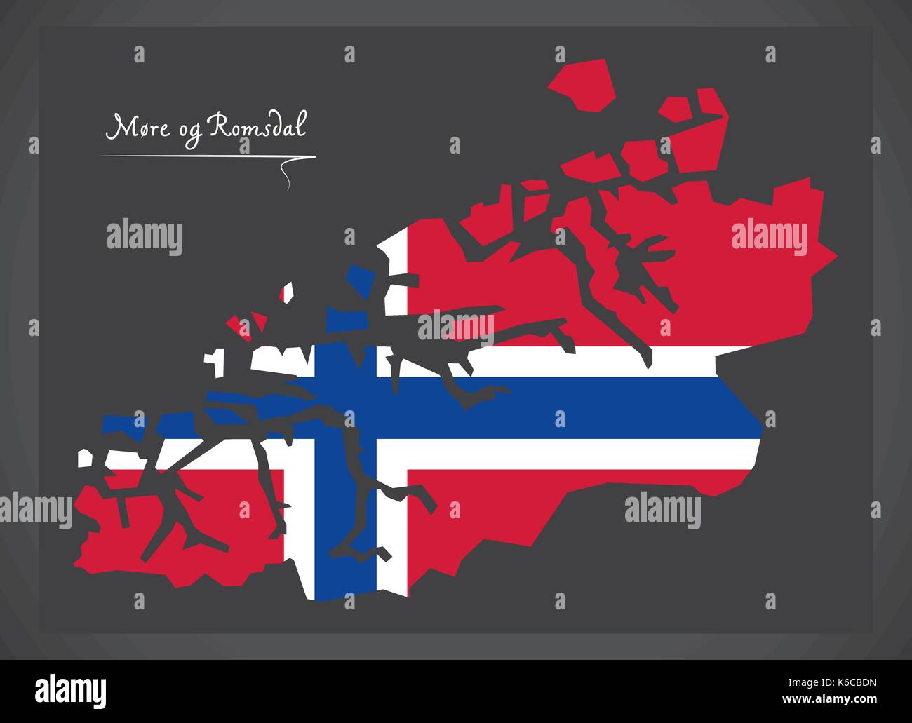More og Romsdal map of Norway with Norwegian national flag illustration ...