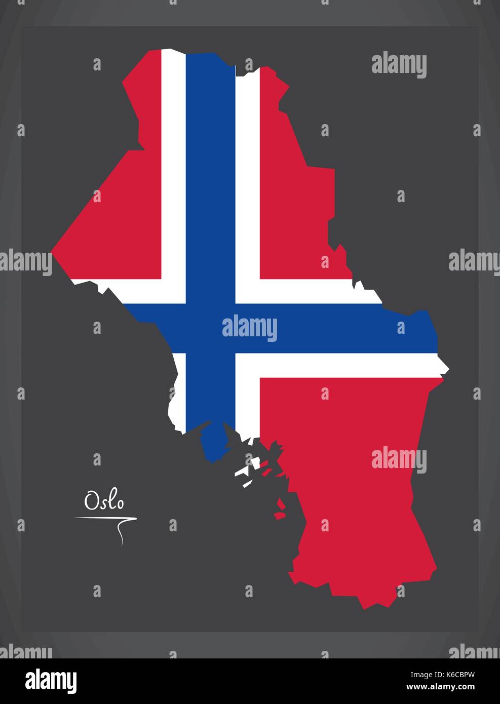 Oslo map of Norway with Norwegian national flag illustration Stock ...