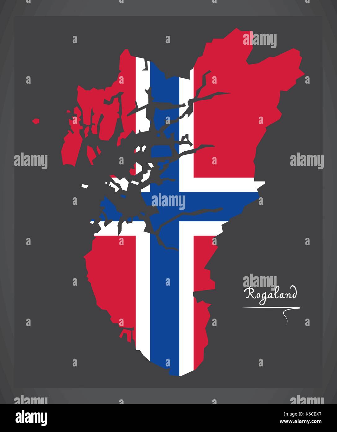 Rogaland map of Norway with Norwegian national flag illustration Stock ...