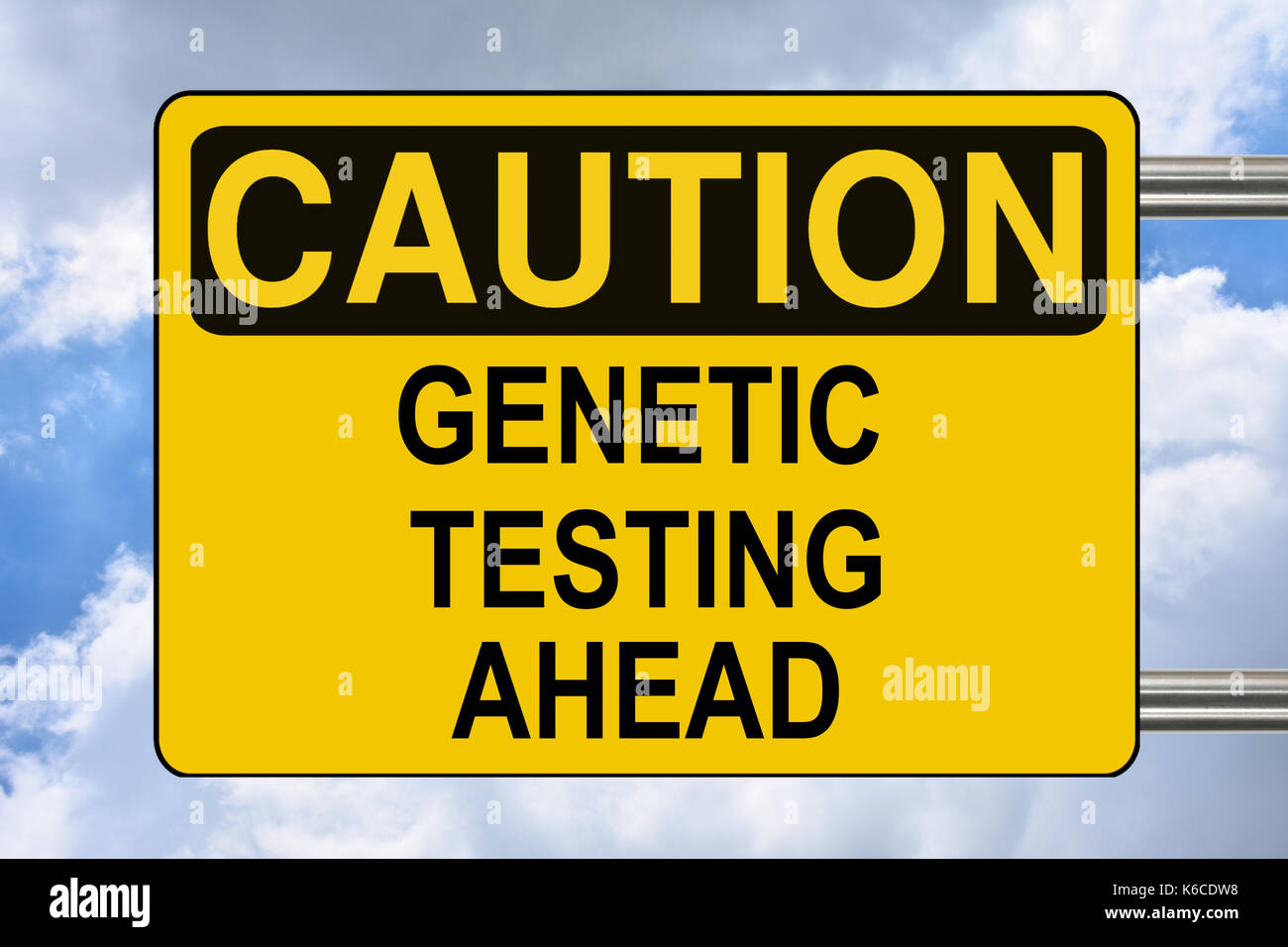 Genetic testing ahead, yellow warning road sign Stock Photo - Alamy