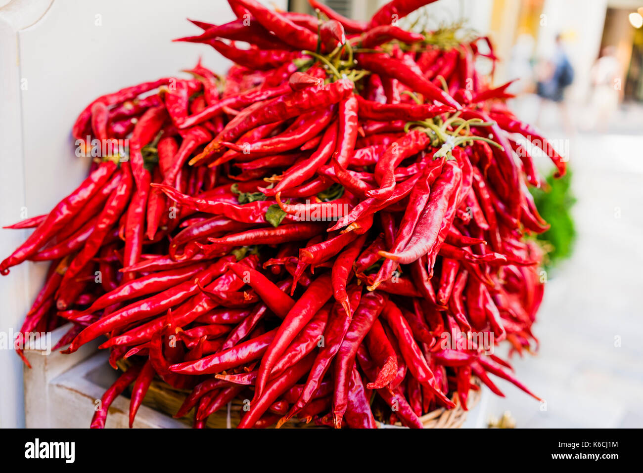 a bunch of hot red peppers Stock Photo - Alamy