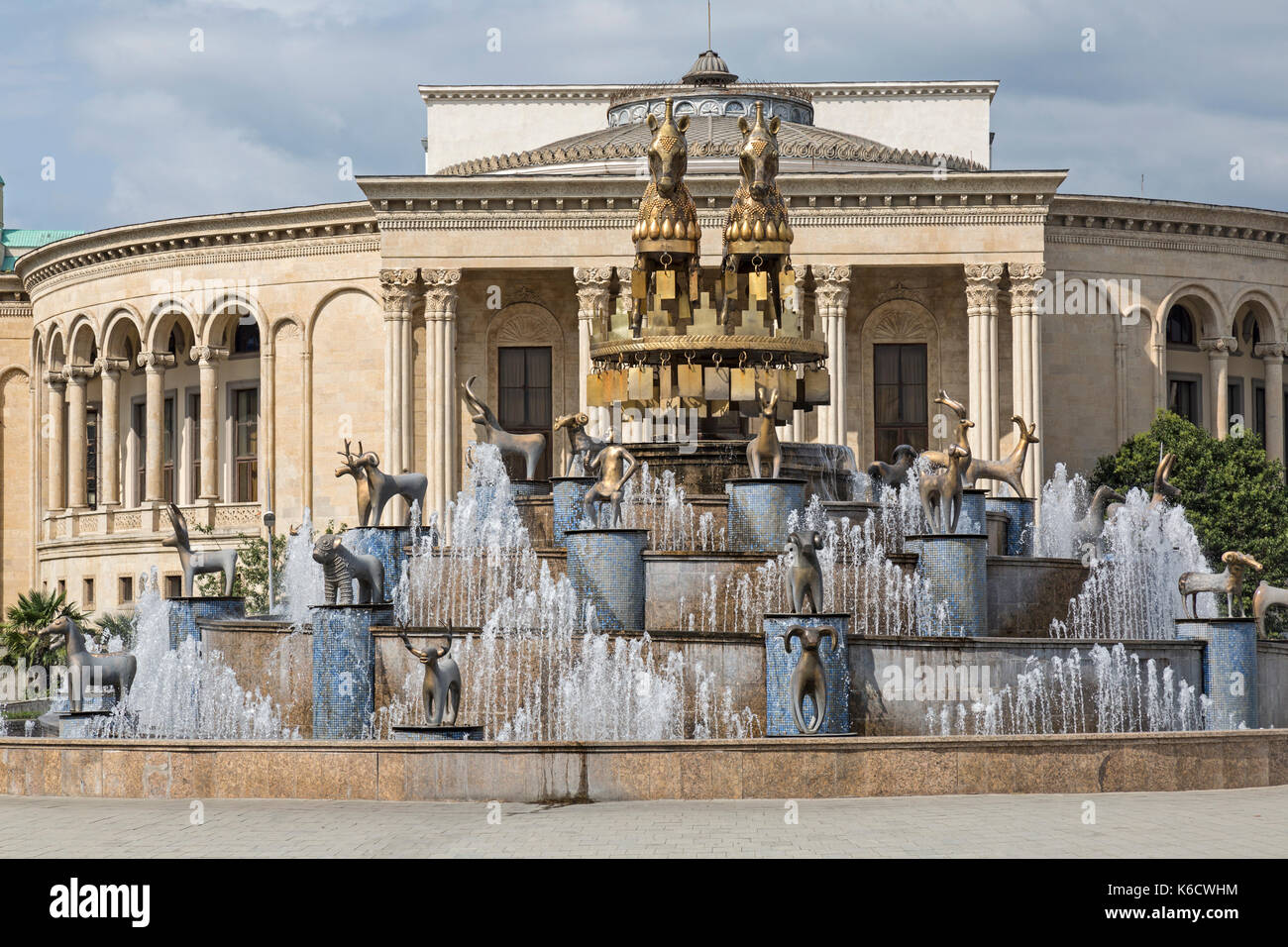 The Colchis Fountain in the centre of Kutaisi in Georgia, with the ...