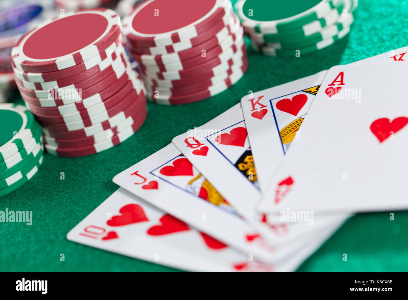 Royal Flush On The Green Background Stock Photo - Alamy