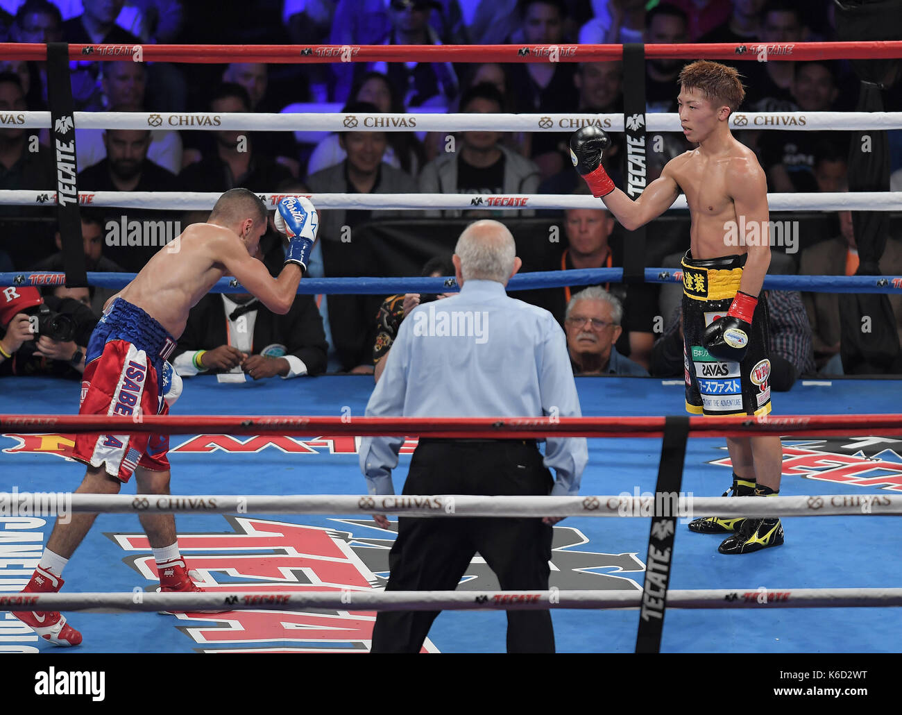 (L-R) Antonio Nieves (USA), Lou Moret (Referee), Naoya Inoue (JPN ...