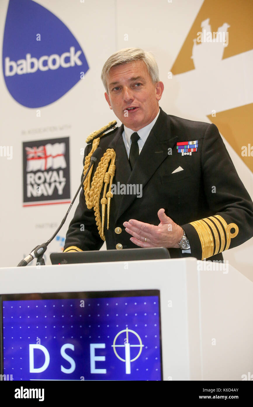 London, UK. 12th September, 2017. Admiral Sir Philip Jones, delivers ...