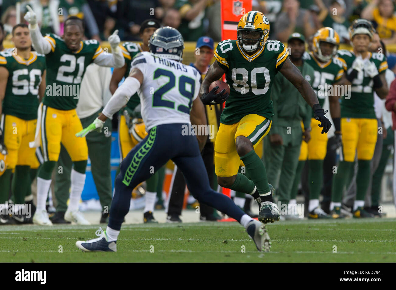 Green Bay, WI, USA. 10th Sep, 2017. Green Bay Packers tight end ...